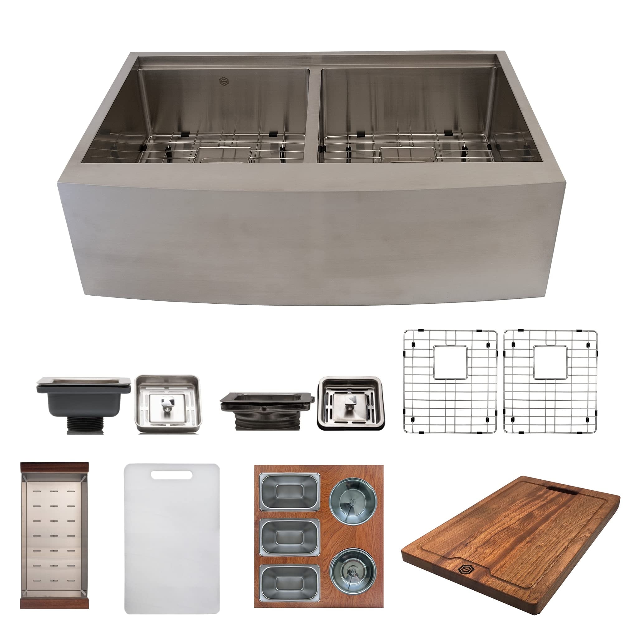 Strictly Sinks Double Bowl 33 Inch Farmhouse Sink – 16 Gauge Apron ...