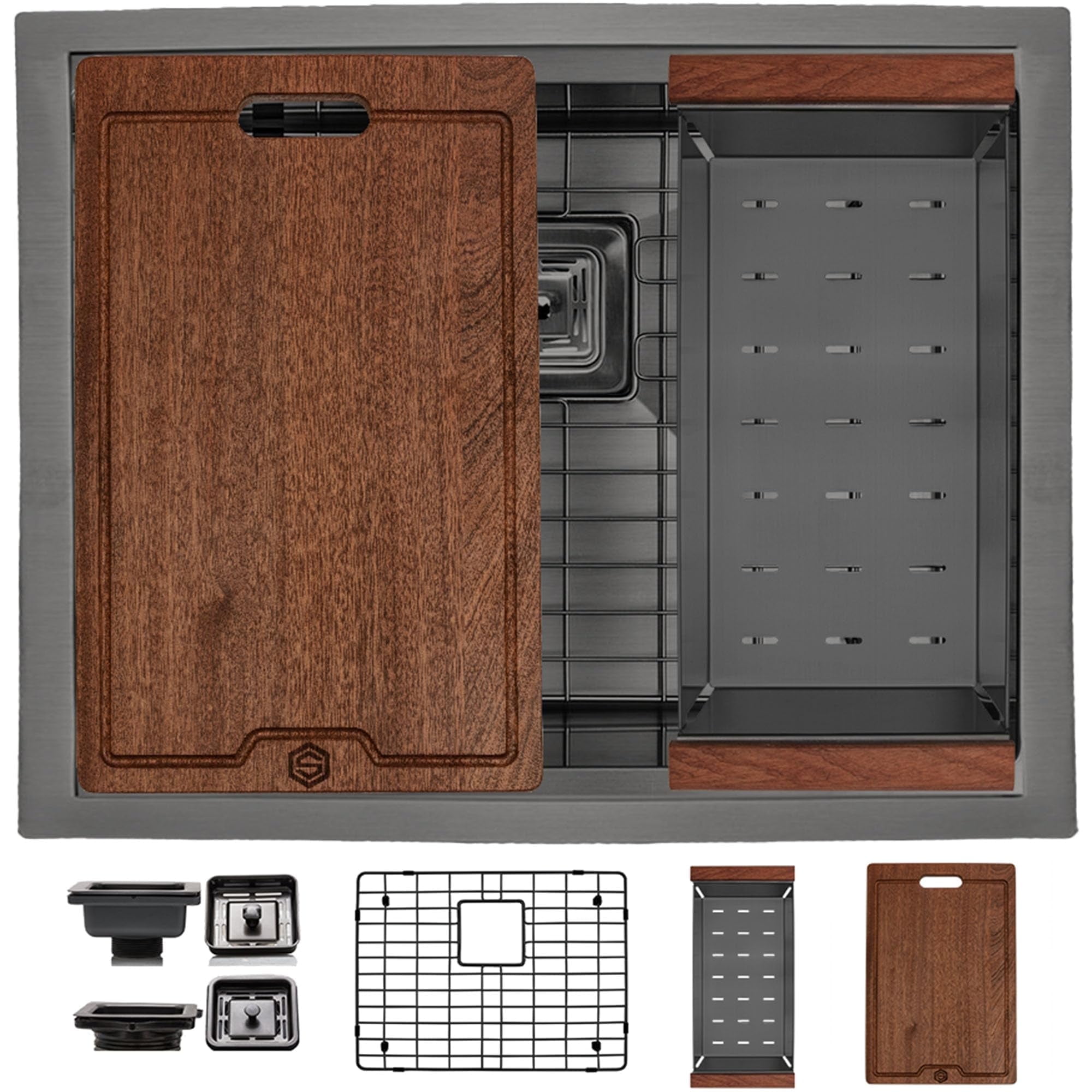 Strictly Sinks Undermount Workstation Kitchen Sink – Black 23 Inch 16 ...