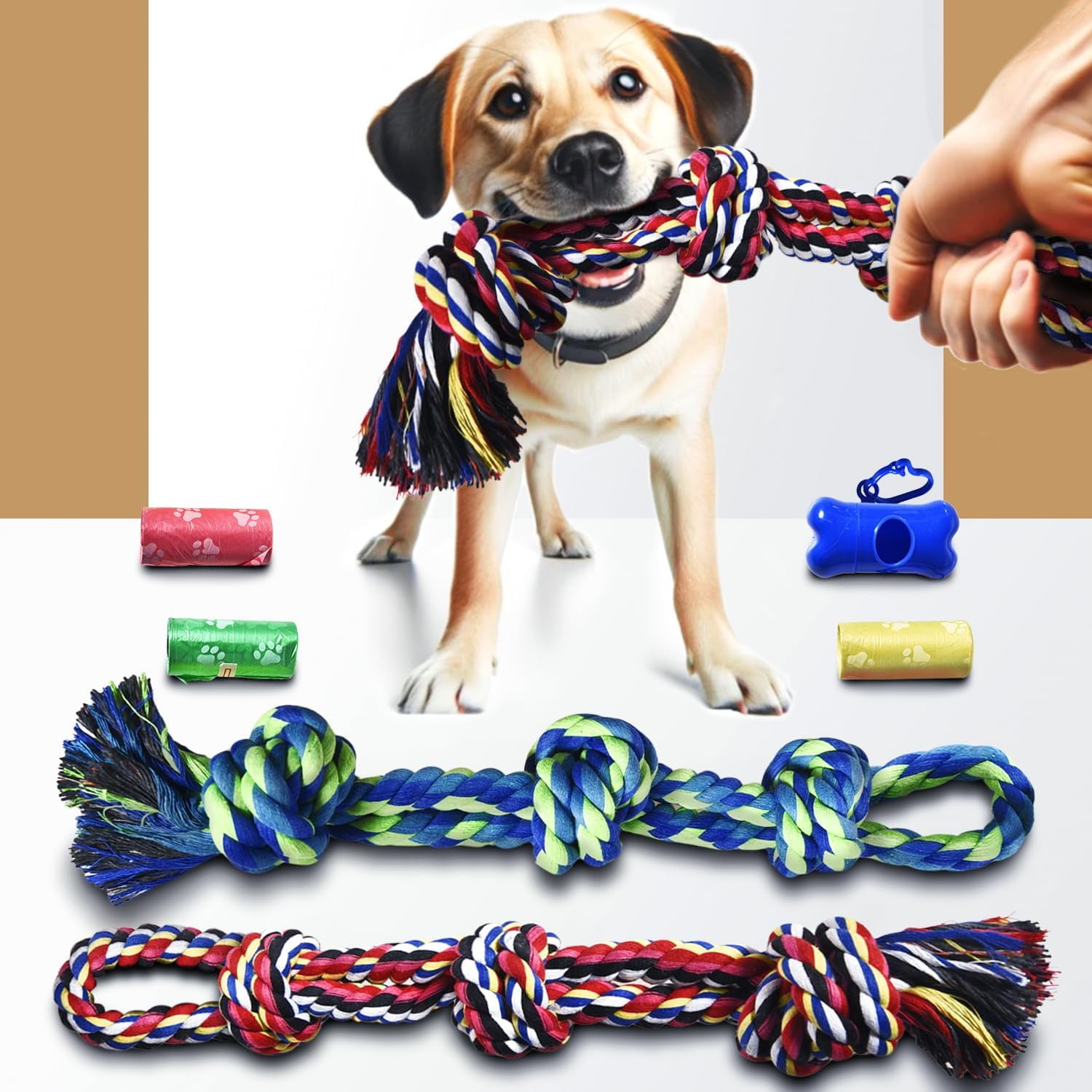 Stride Dog Chew Toys for Aggressive Chewers, Set of 2 Ropes with Loop ...
