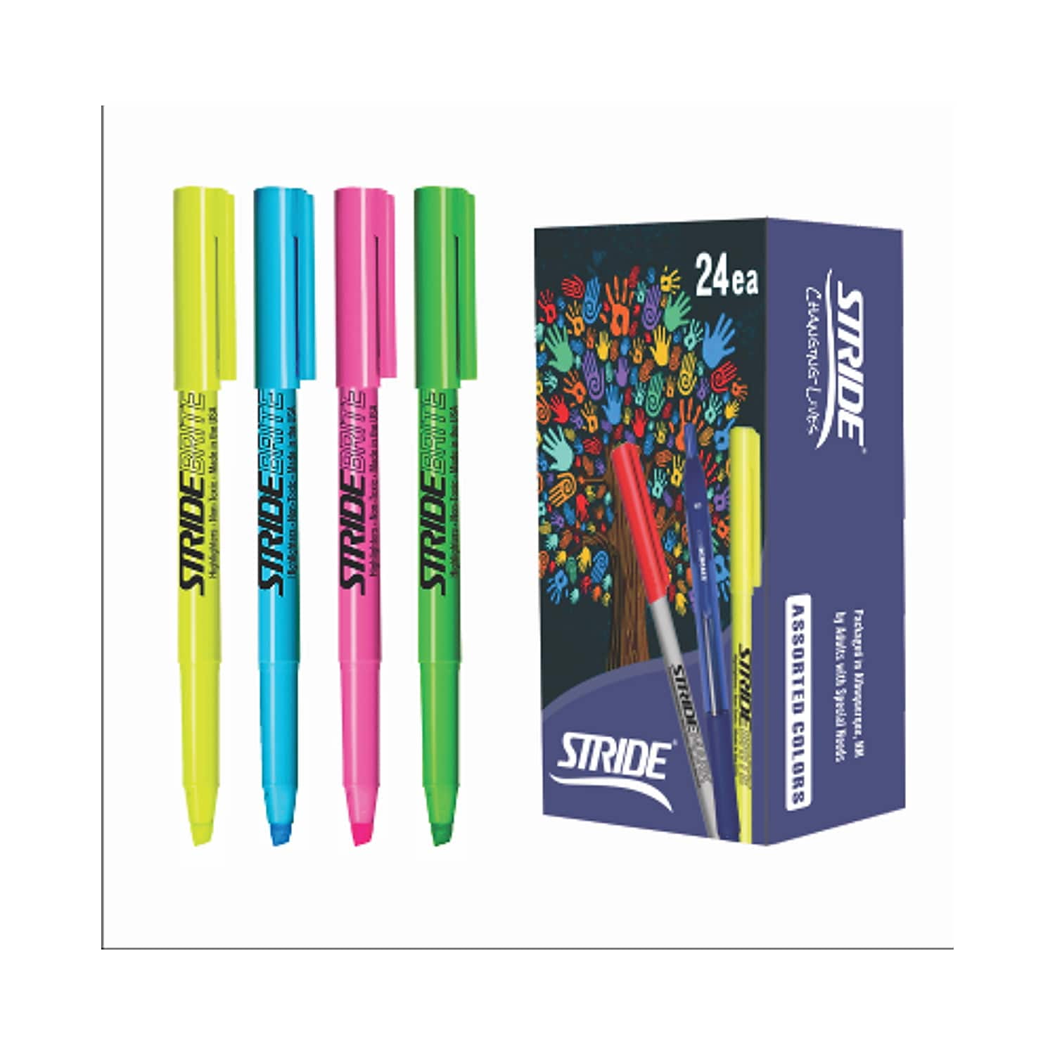 Stride 47024brite Stick Highlighters, Assorted Ink Colors, Chisel Tip ...