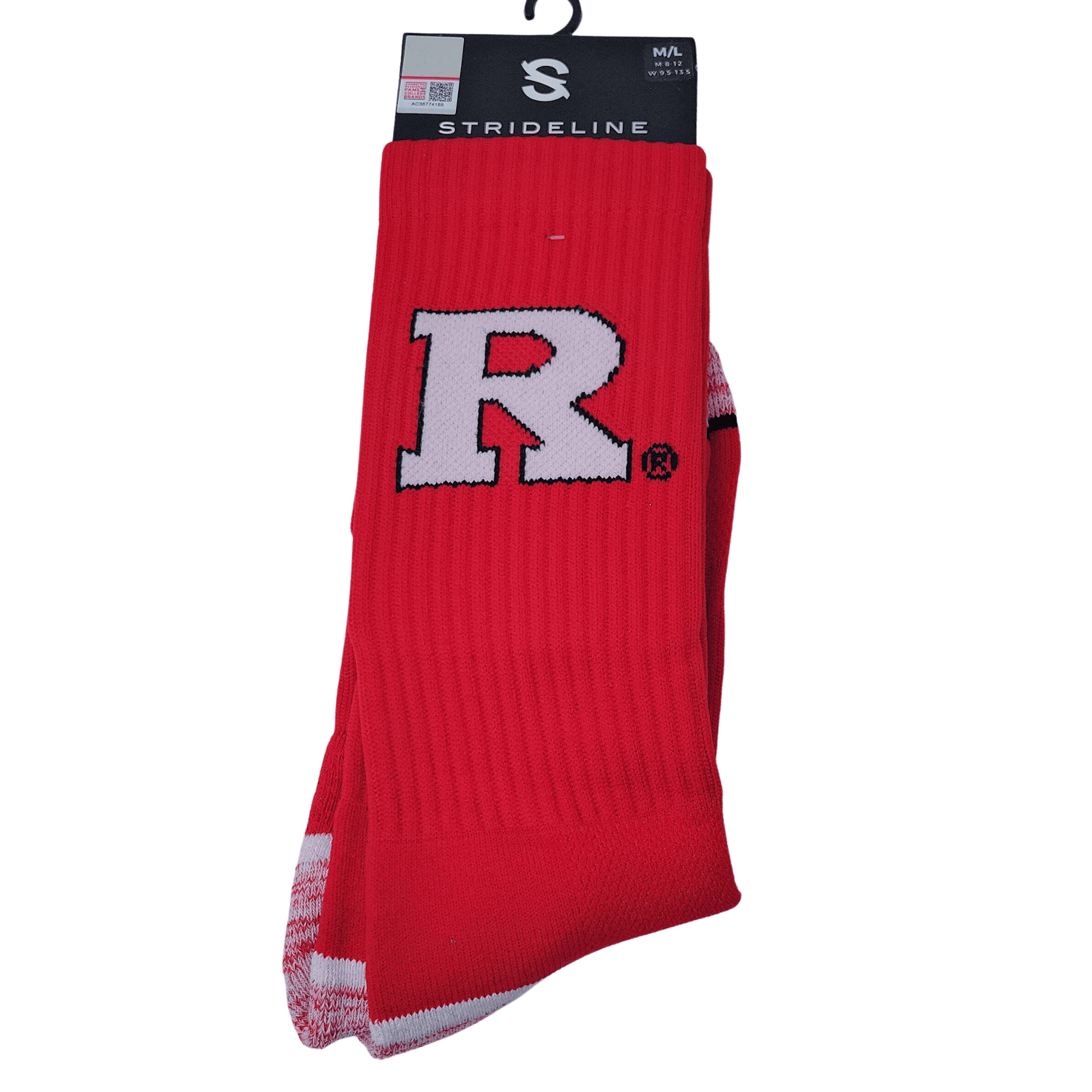 Strideline Socks Mens Womens M/L Red White Crew Rutgers Knight NCAA ...