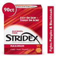 Stridex Medicated Acne Pads, Maximum Treatment, Moderate Acne, Salicylic and Alcohol Free, 90 ...