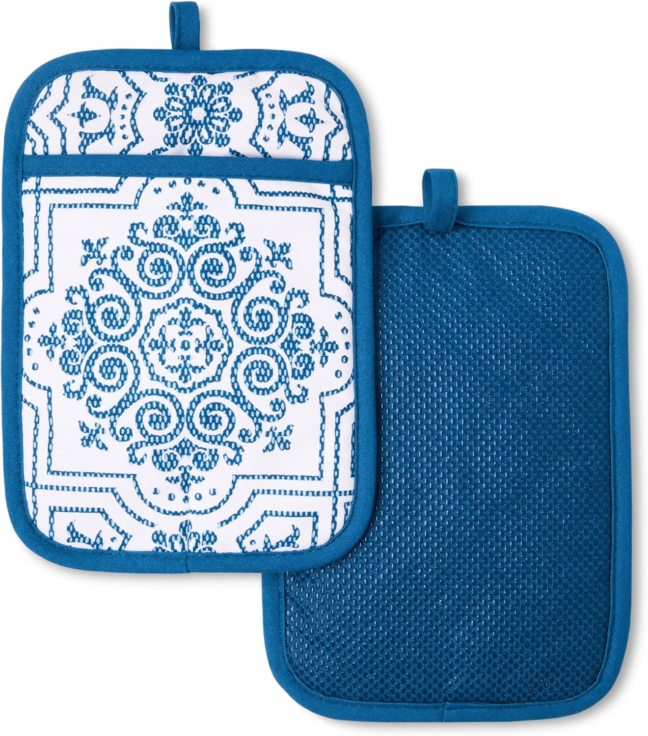 Strie Medallion Pot Holder 2-Pack Set, Heat Resistant, Non-Slip ...