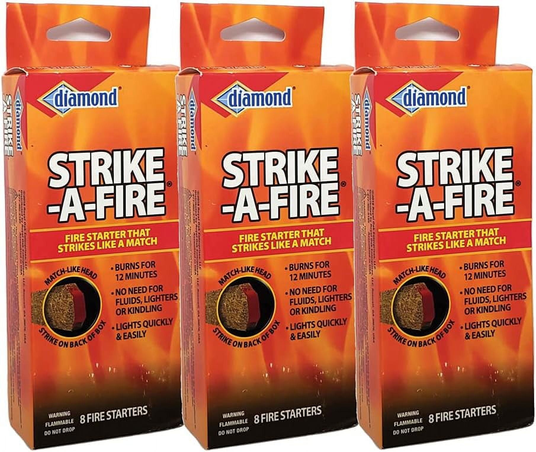 Strike-A-Fire Diamond Brand Fire Starter Matches - 3 Boxes (24 Fire ...