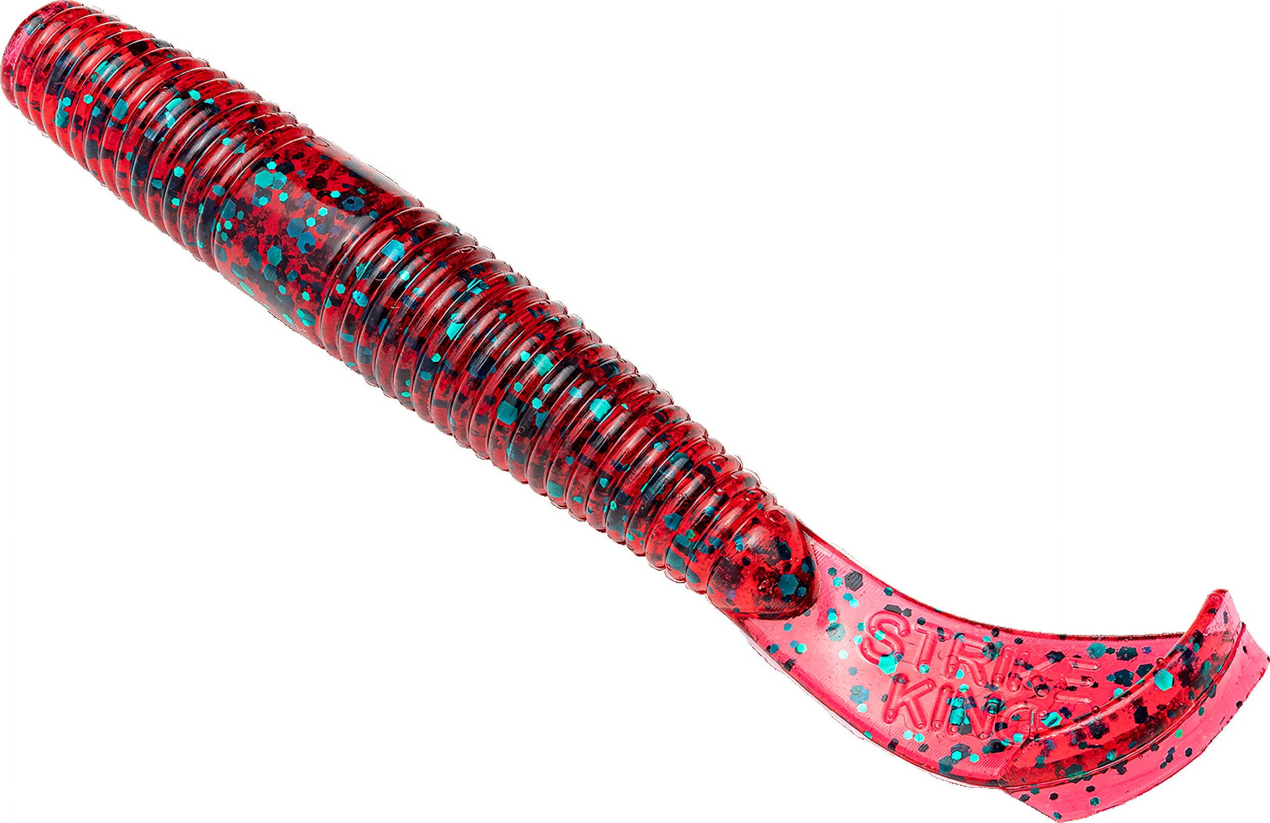 Strike King Rage Ned Cut-R Worm, Red Bug Color Soft Bait, 5 Pack with ...