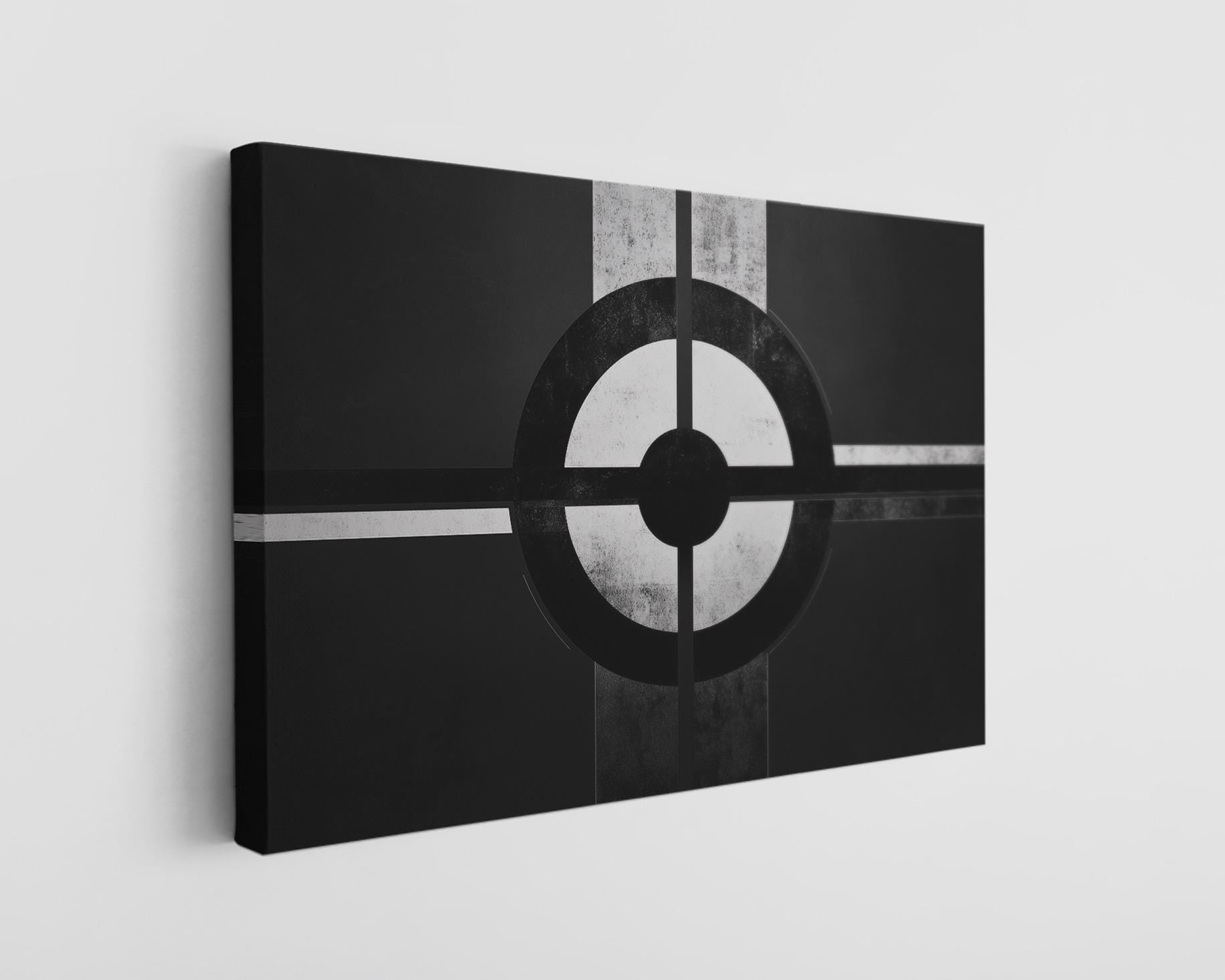 Striking Abstract Black and White Geometric Target Canvas Print ...