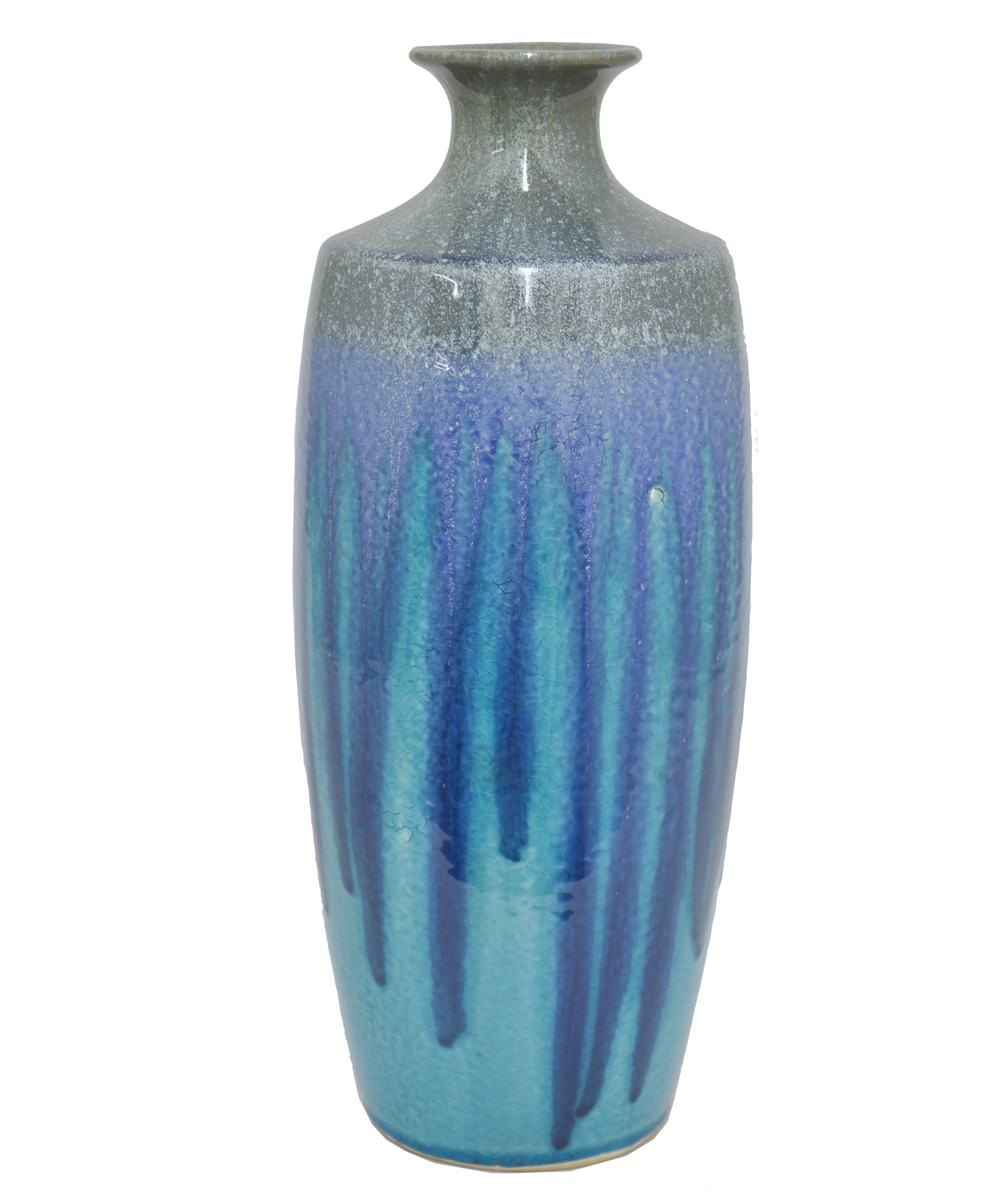 Striking Ceramic Vase - Blue Drip - Walmart.com
