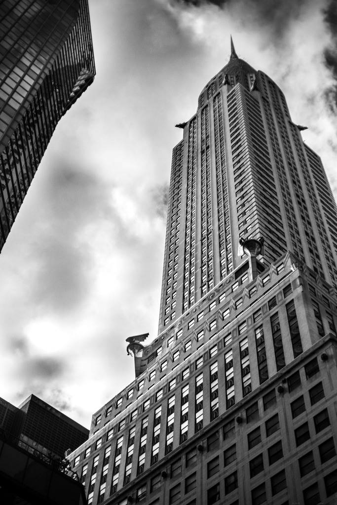 Striking View of Chrysler Building with Dramatic Sky Black and White ...
