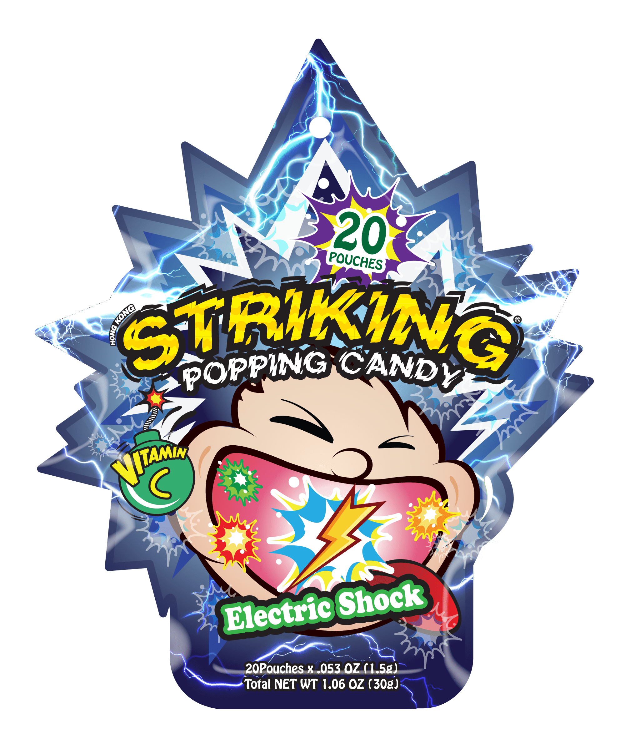 Striking popping candy - Electric Shock (20 Pouches) 30g - 4 Packs ...