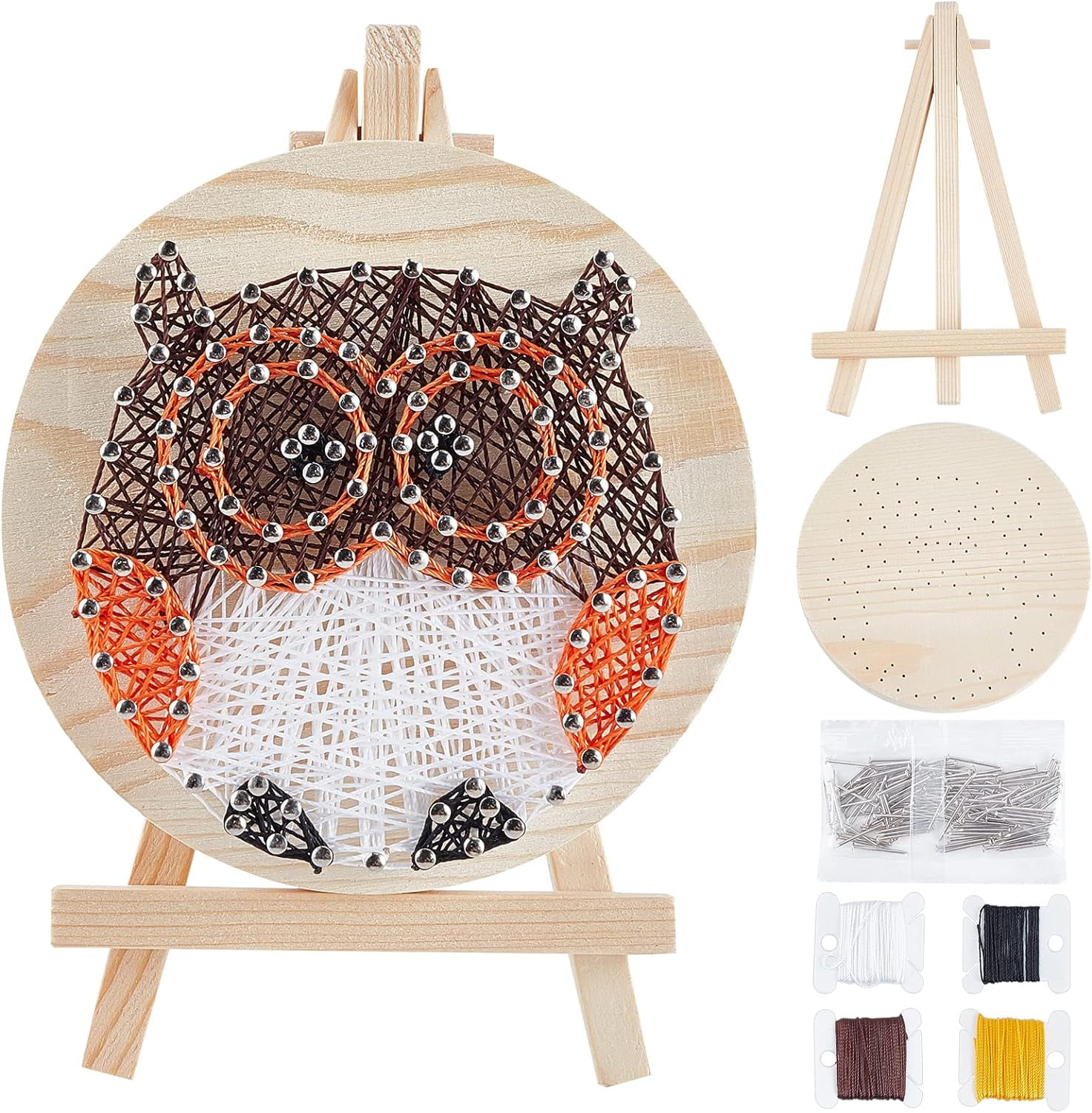 String Art Kit with 3D Owl, Embroidery Kits Craft Kit DIY Nail String ...