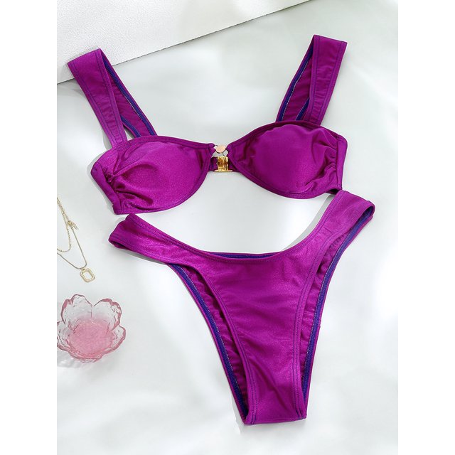 String Bikini Set Solid Color Bikinis Push Up Swimwear 2023 Women ...