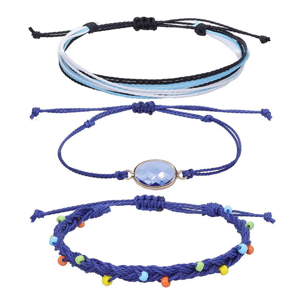 String Bracelet Handmade Braided Rope Charms Boho Surfer Bracelet for ...