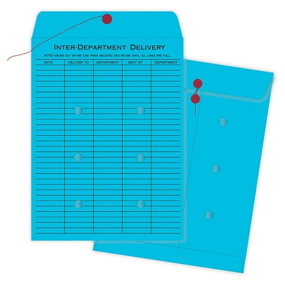 String & Button Envelopes 10x13, Blue Interoffice Envelopes, 28lb Stock ...