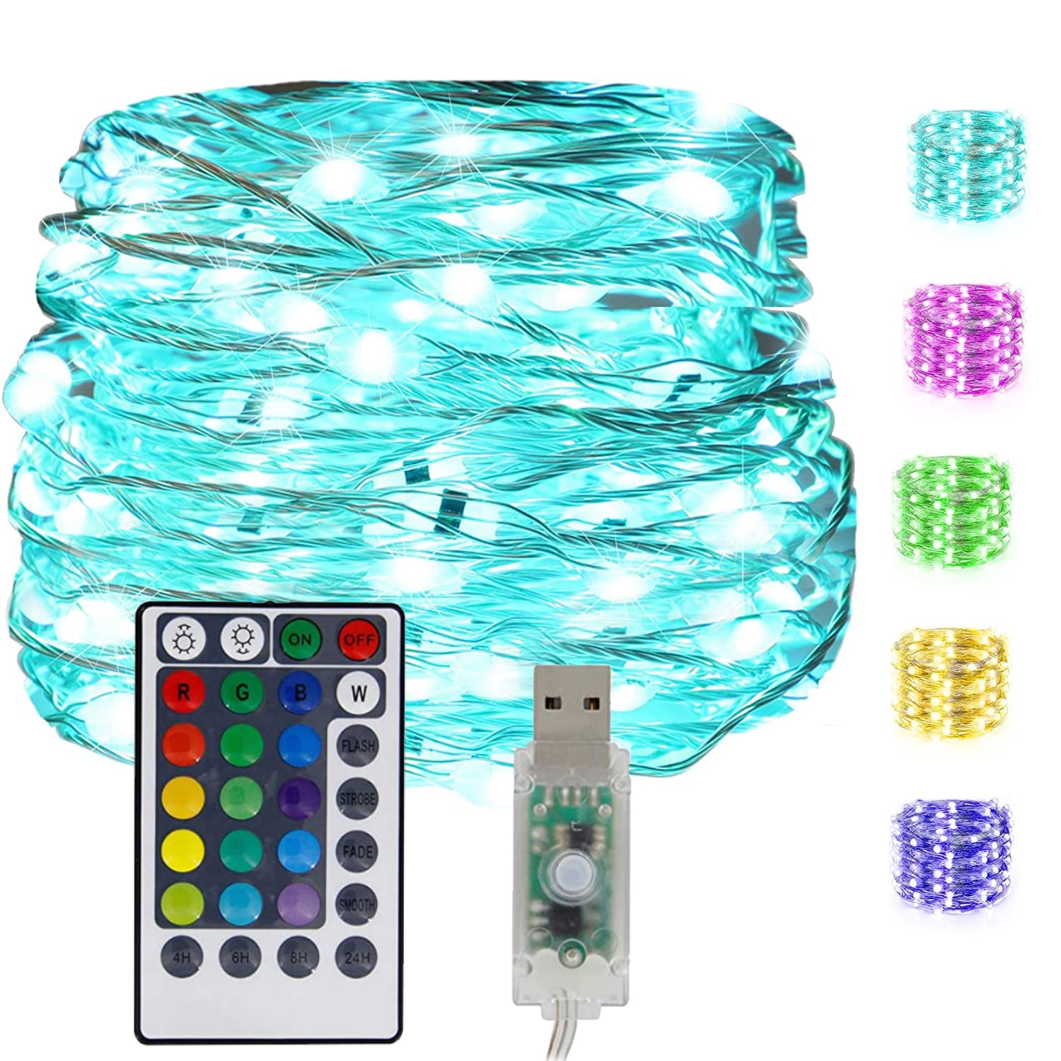 String Fairy Lights with Remote Control, 33FT 100 LED 16 Colors ...