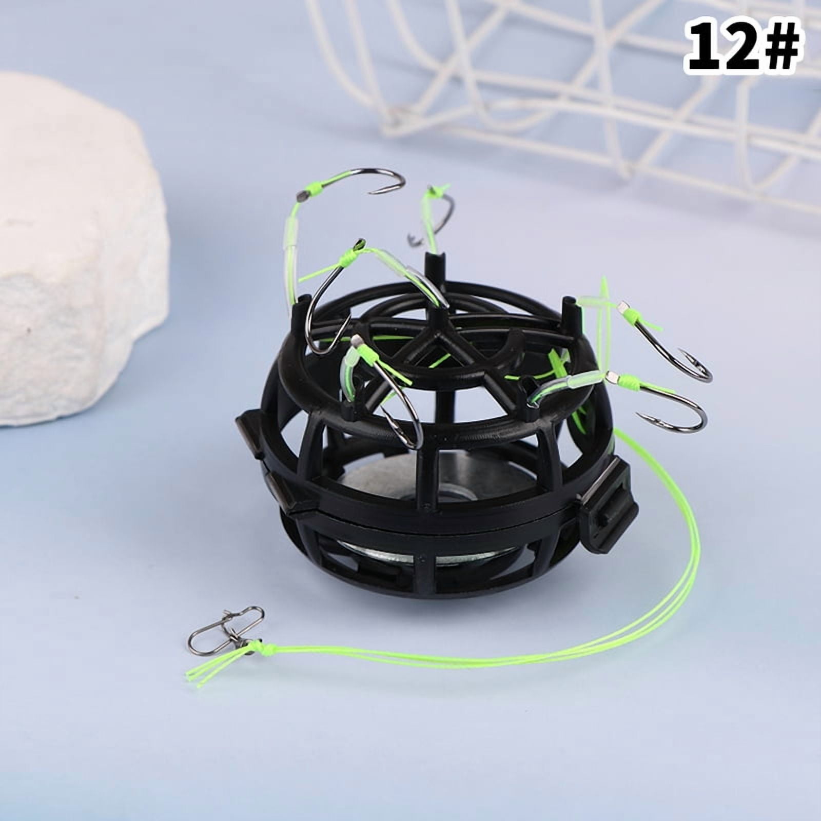 String Hook Fishing Bait Cage 6 Hook Carbon Steel Line Group Feeder ...