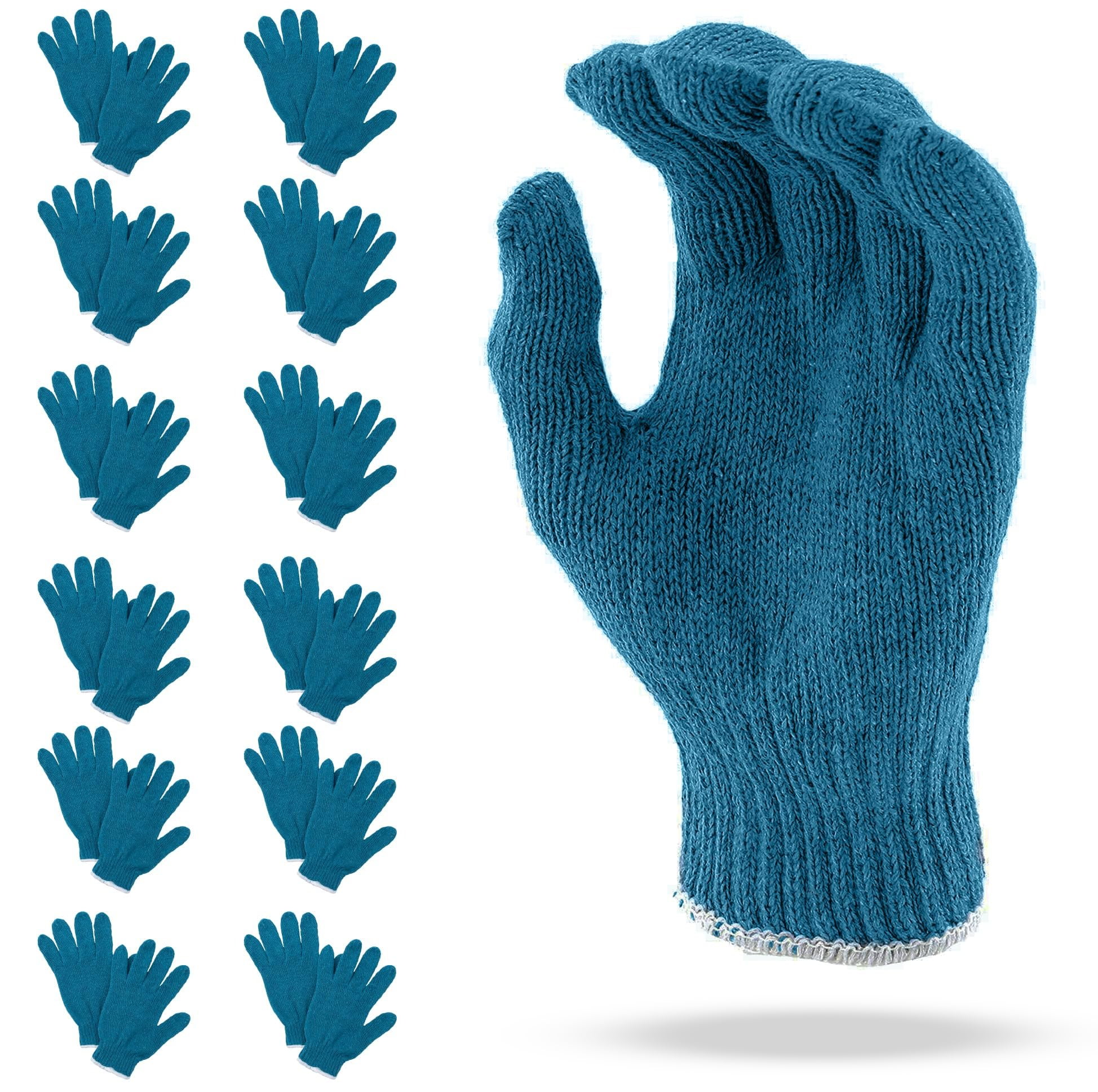 String Knit Work Gloves, Large Size. Pack of 24 Polyester and Cotton ...