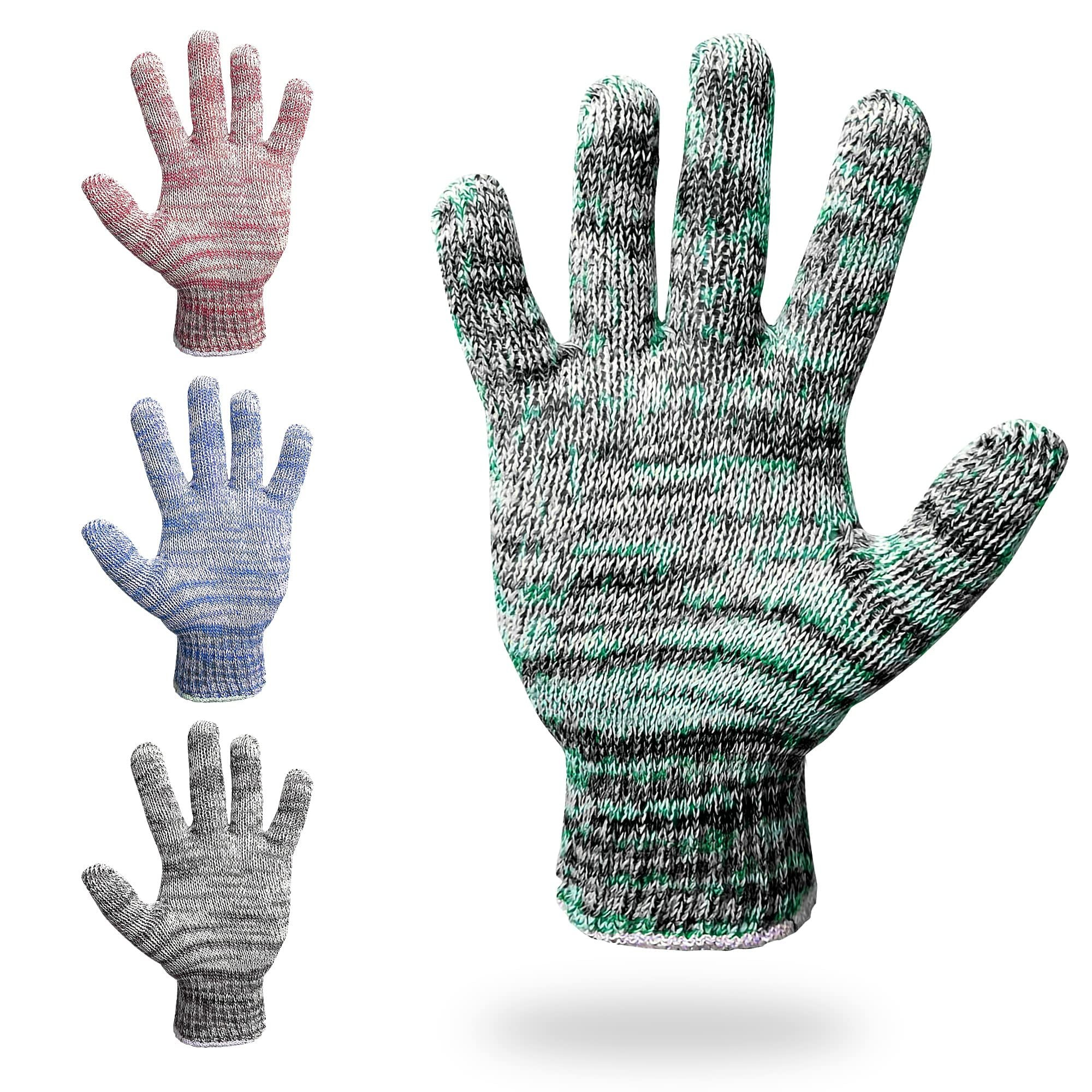 String Knit Work Gloves Men Bulk Pack of 720, Large Multi-Color Cotton ...