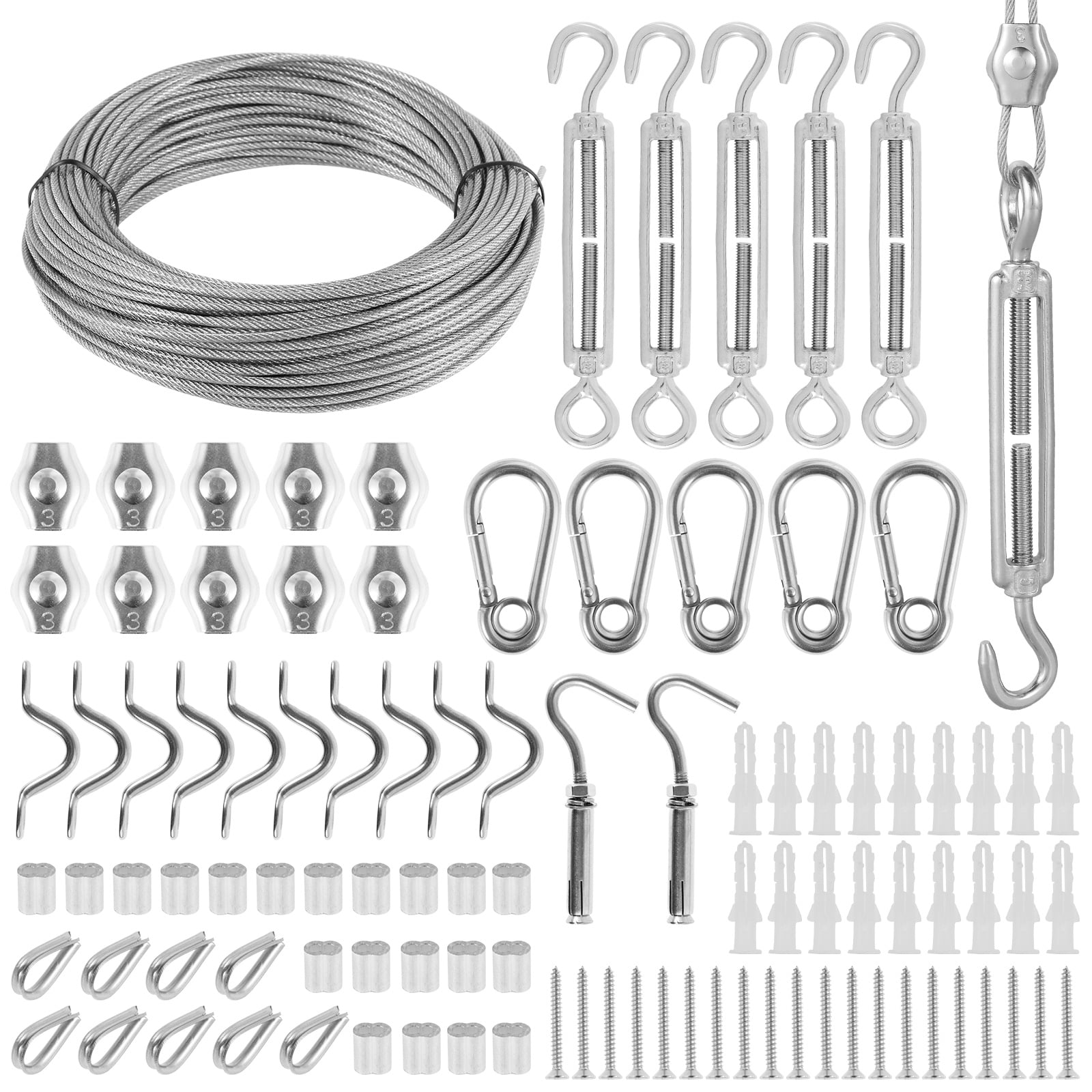 String Light Hanging Kit 164FT 304 Stainless Steel Globe String Lights ...