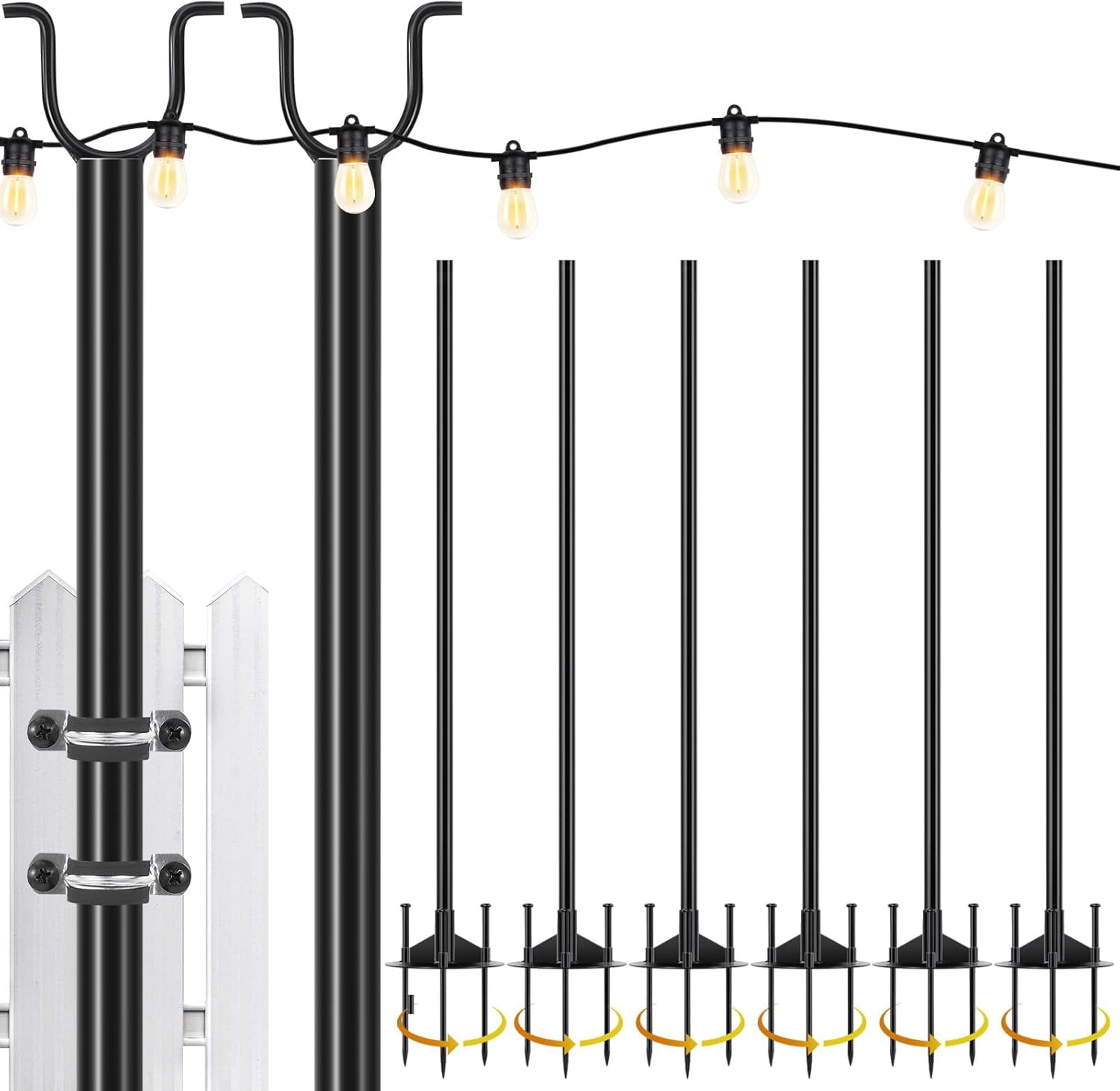 String Light Poles,11FT 4-in-1 Heavy-Duty Outdoor String Light Pole ...