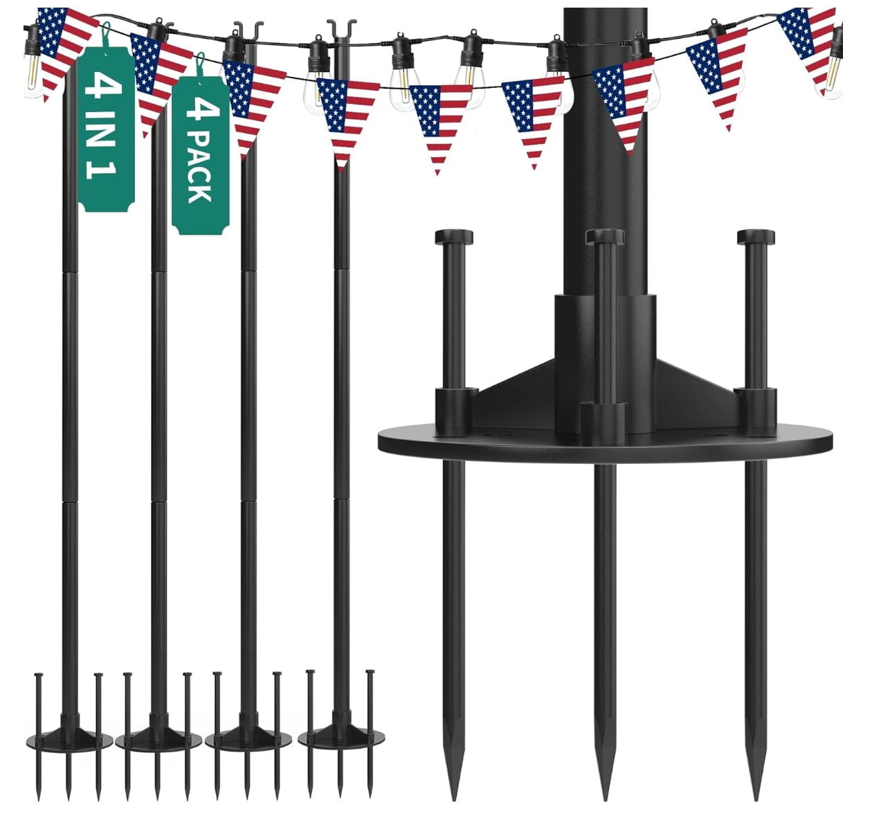 String Light Poles,11FT 4-in-1 Outdoor String Light Pole Stand for ...