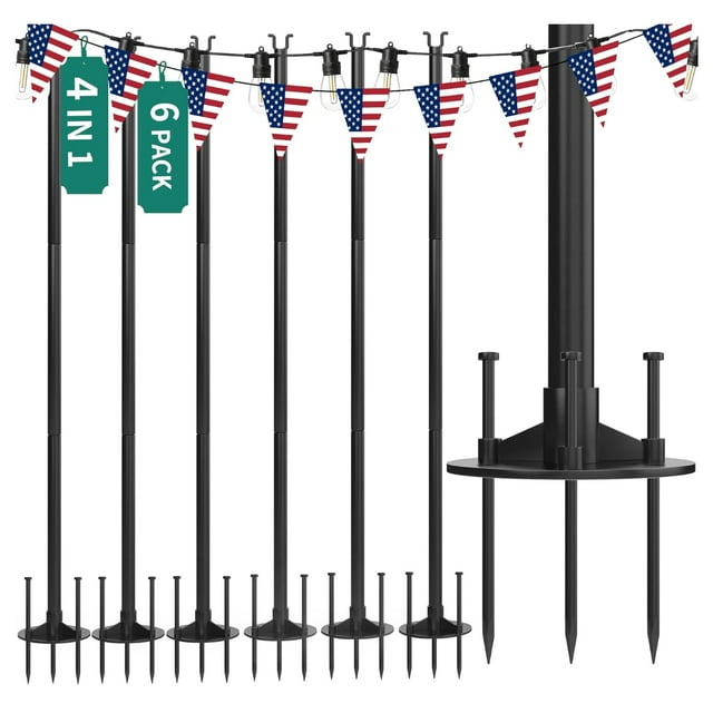 String Light Poles,11FT 4-in-1 Outdoor String Light Pole Stand for ...