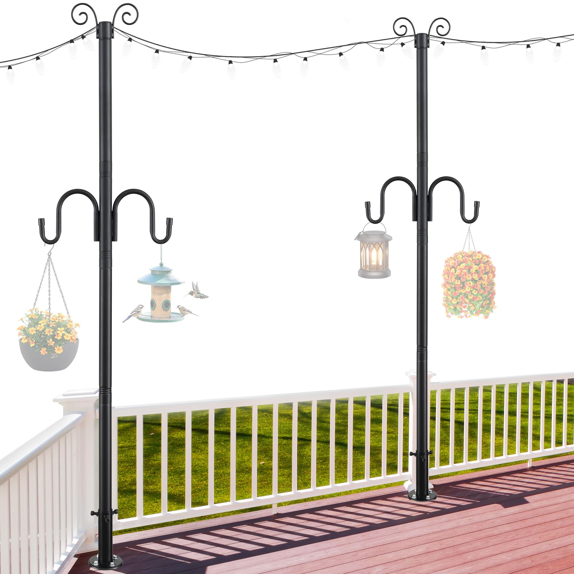 String Light Poles for Outside Patio Decor 8.5FT, Adjustable Height ...