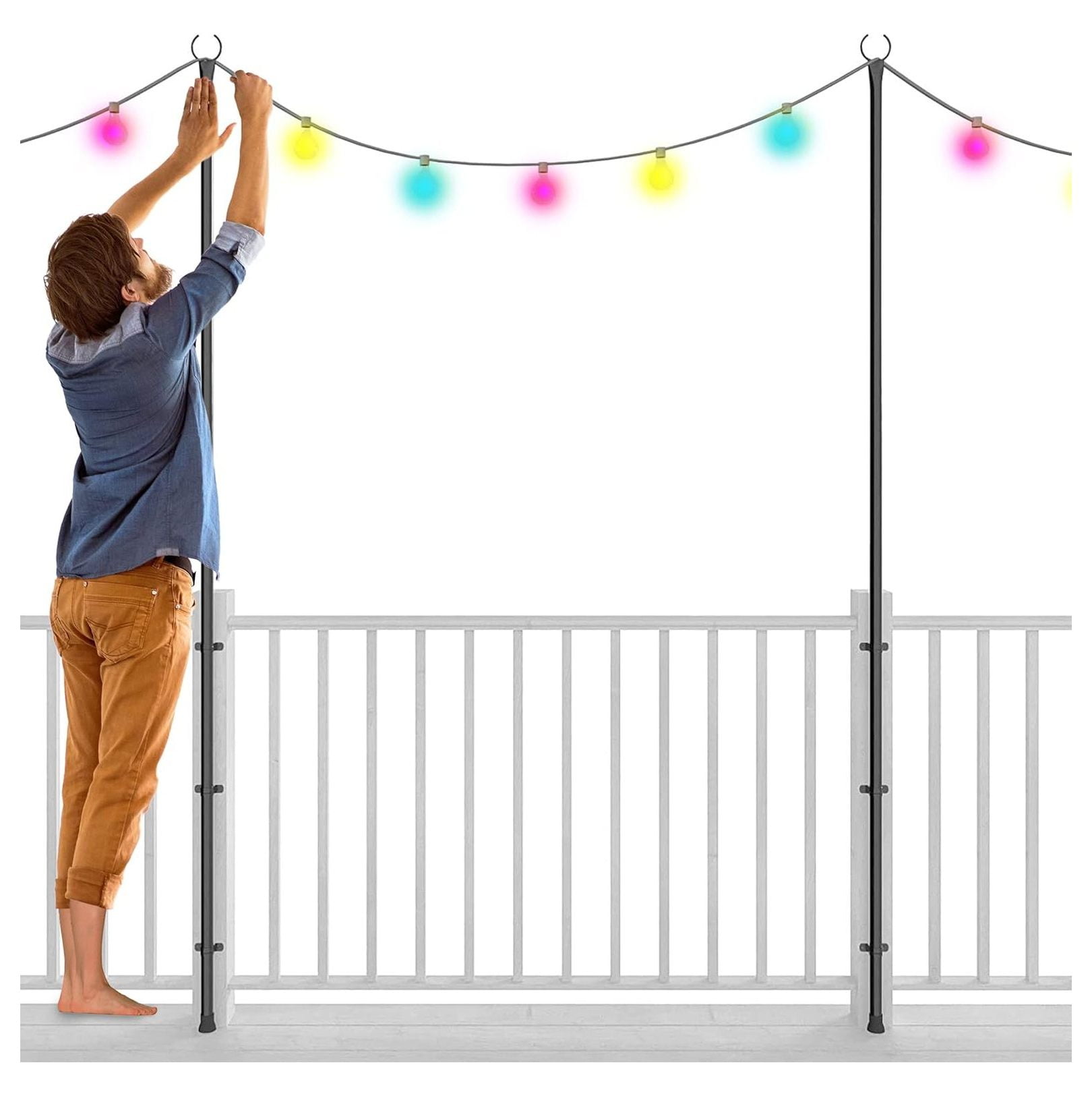 String Light Poles w/ for Outdoor String Lighting , Metal - Patio Light ...