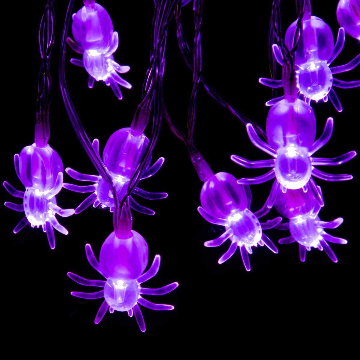String Lights , 20 LED 3m Purple Spider String Lights Battery Operated ...