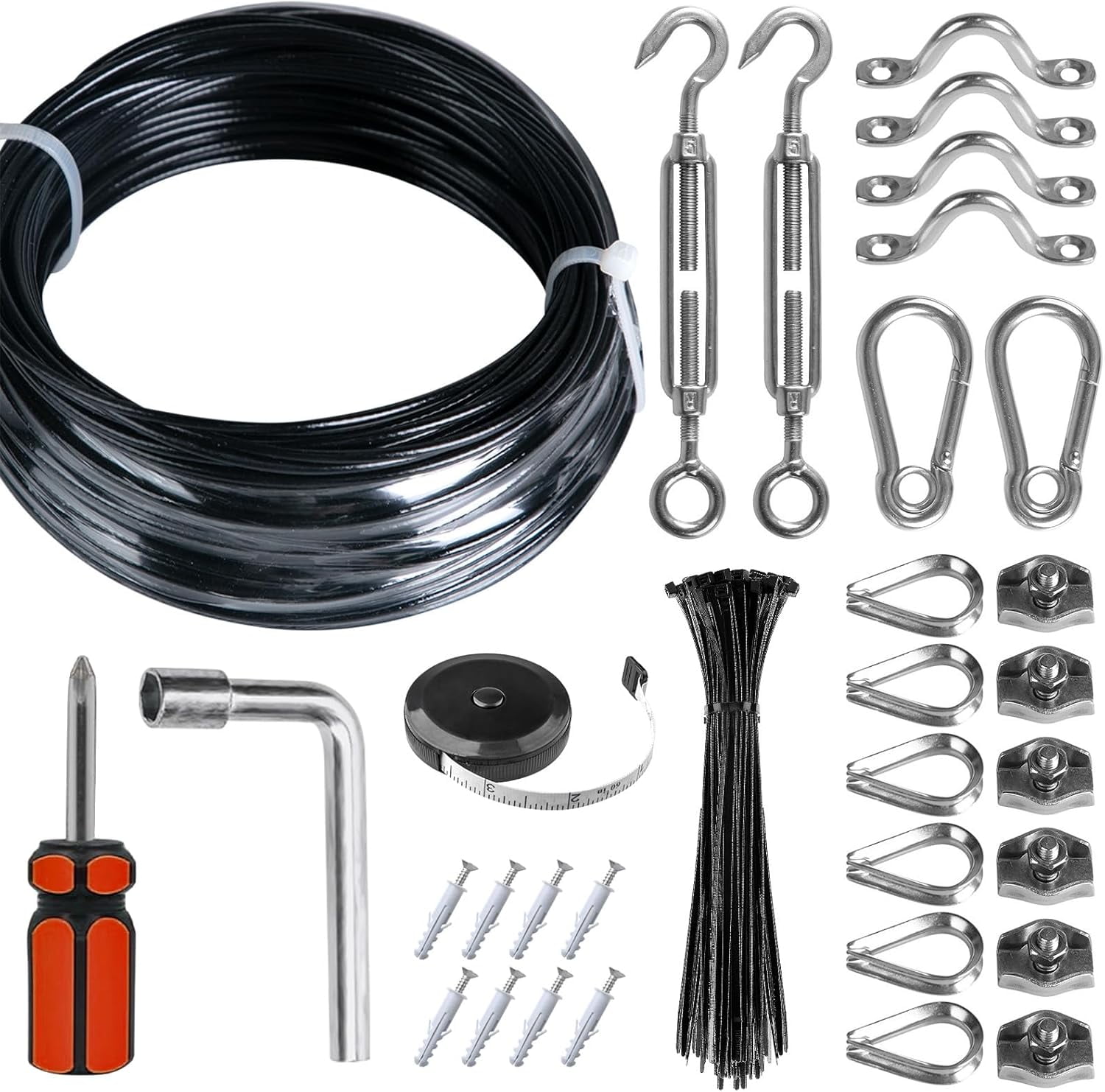 String Lights Hanging Kit for Outdoor, Includes 100Ft Stainless Steel ...