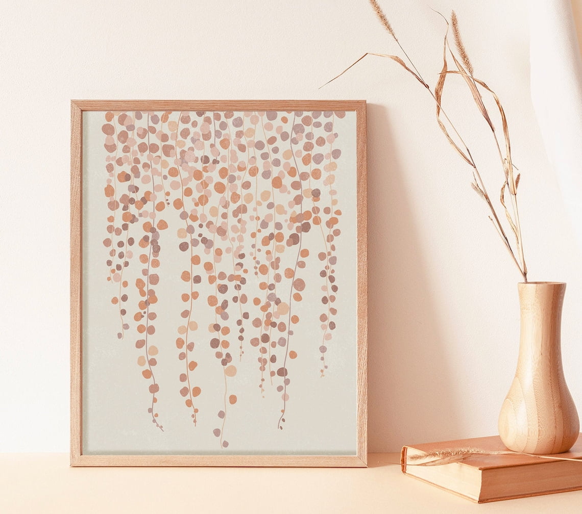 String Of Pearls Print, Mid Century Modern Botanical UNFRAMED Poster ...