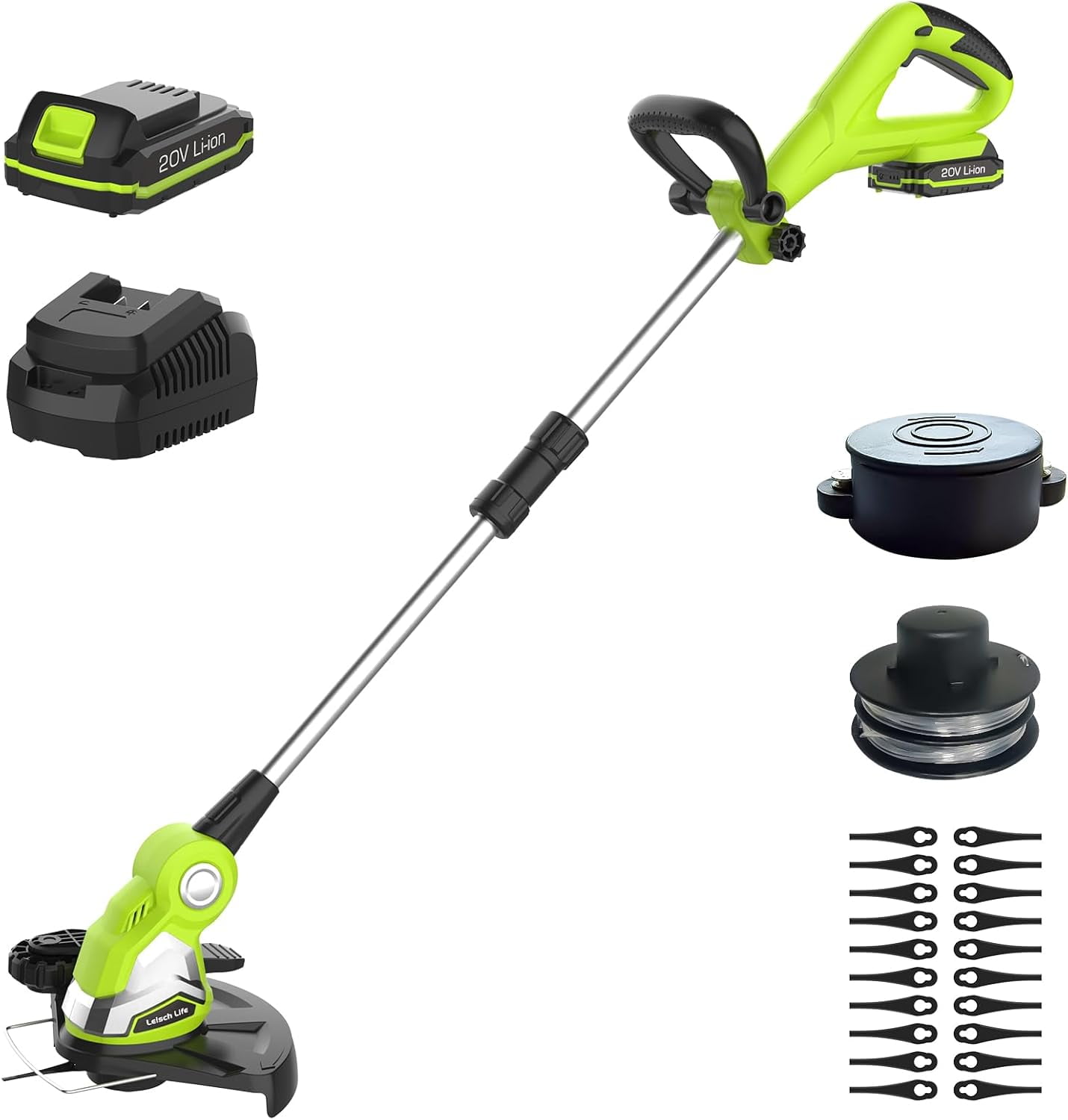String Trimmer,10-inch Cordless Weed Wacker, 2.0Ah Battery Powered Weed ...