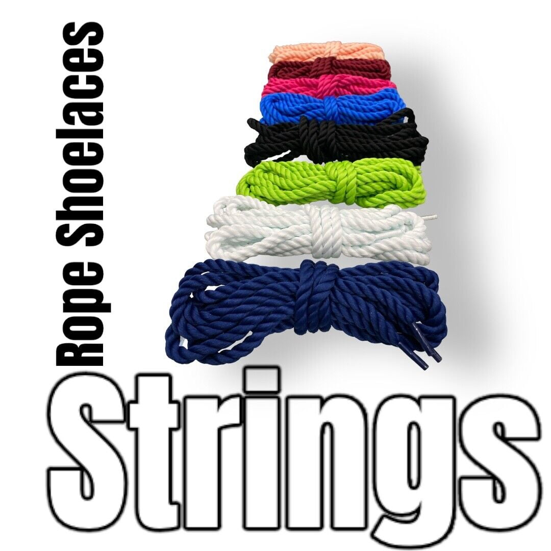 Strings Shoe Laces Twisted 8MM Round. Fits thru most eyelids Fast Ship ...