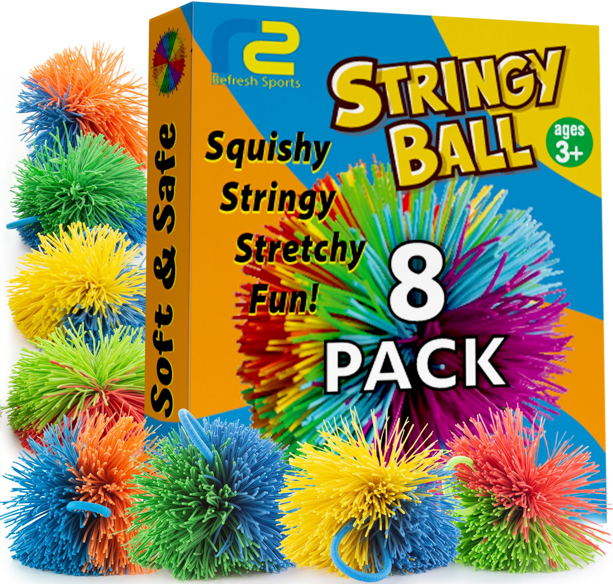Stringy Balls 8 Pack & Sensory Toys for Kids: Stress Balls for Kids ...