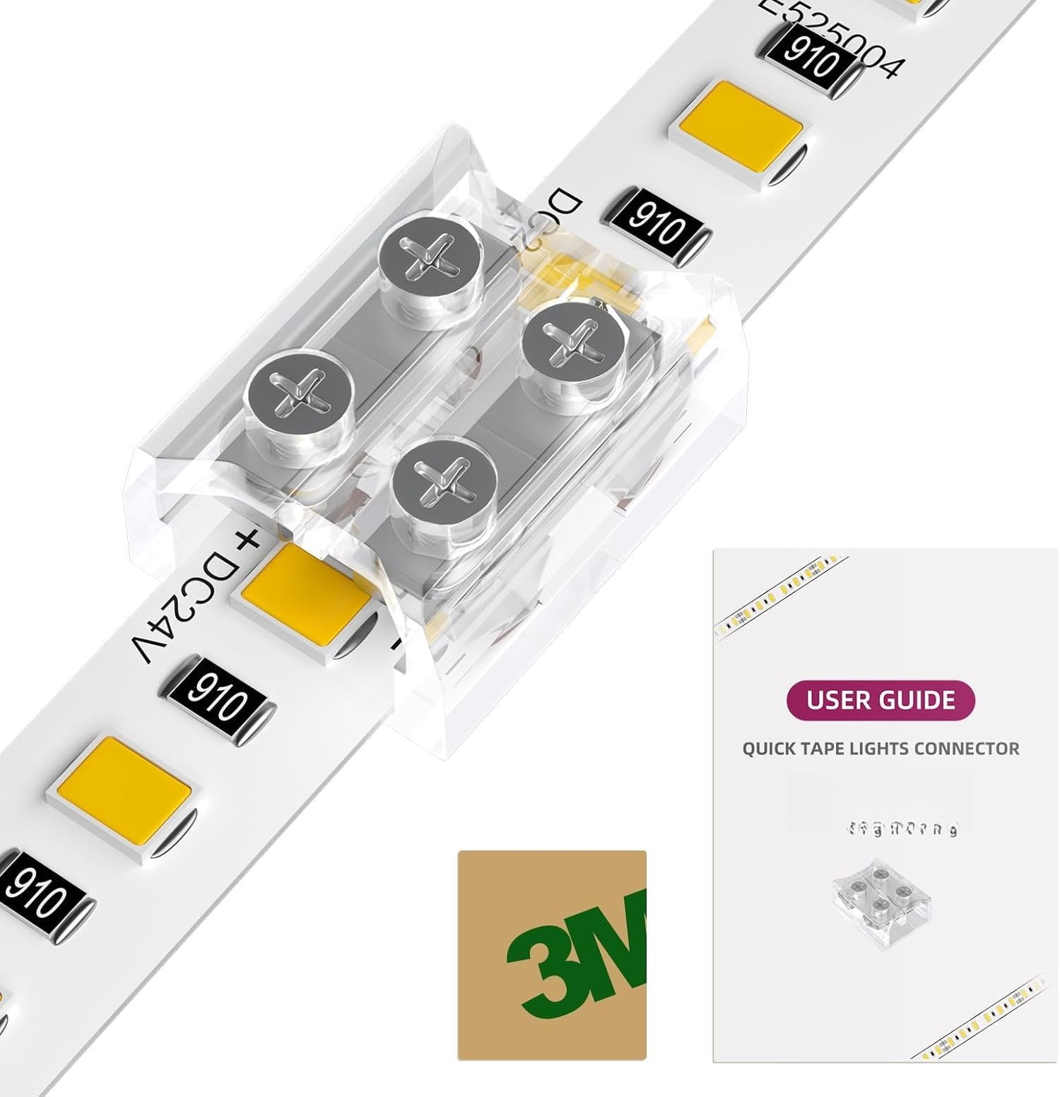 Strip Connectors,12 Packs Tape Light Connector 2 Pin Solderless Tighten ...