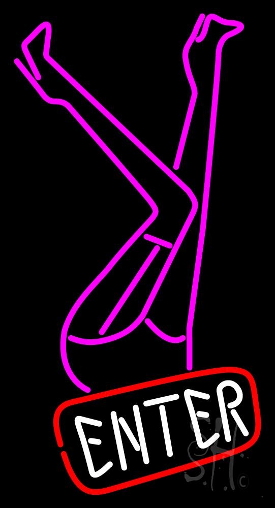 Strip Girl Enter Logo LED Neon Sign 13" Tall x 24" Wide - inches Black ...