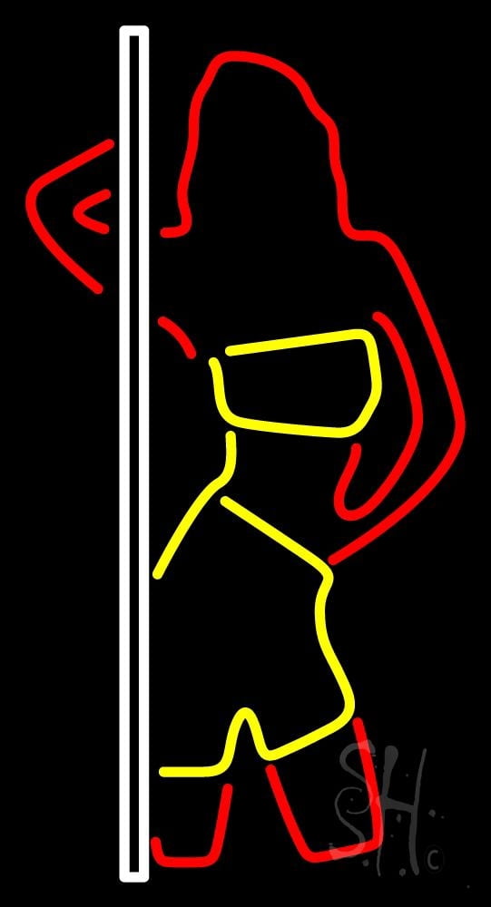 Strip Girl LED Neon Sign 24" Tall x 13" Wide - inches Black Square Cut ...