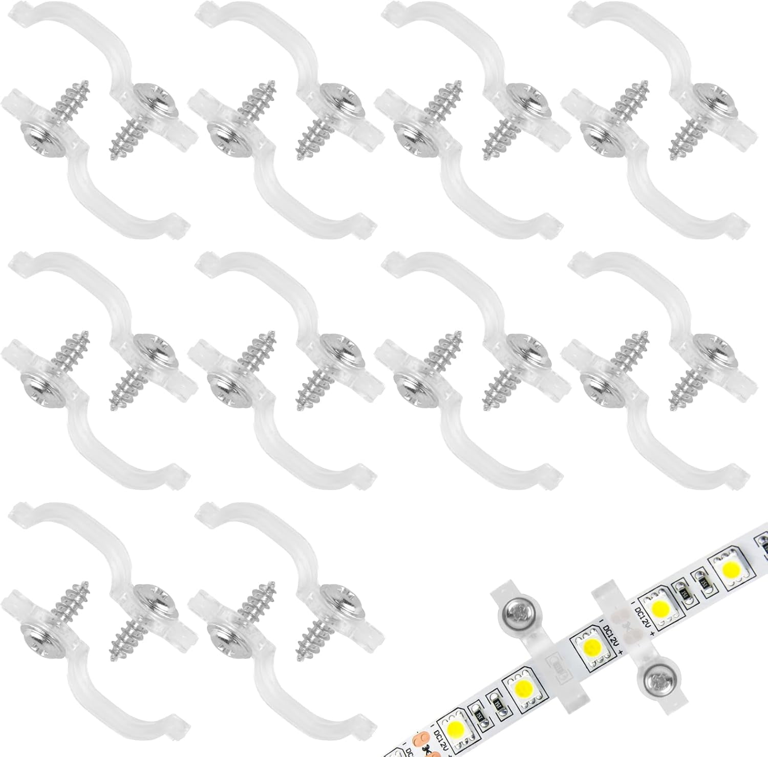Strip Light Mounting Brackets,100 Pack LED Strip Light Fixing Clips,One ...