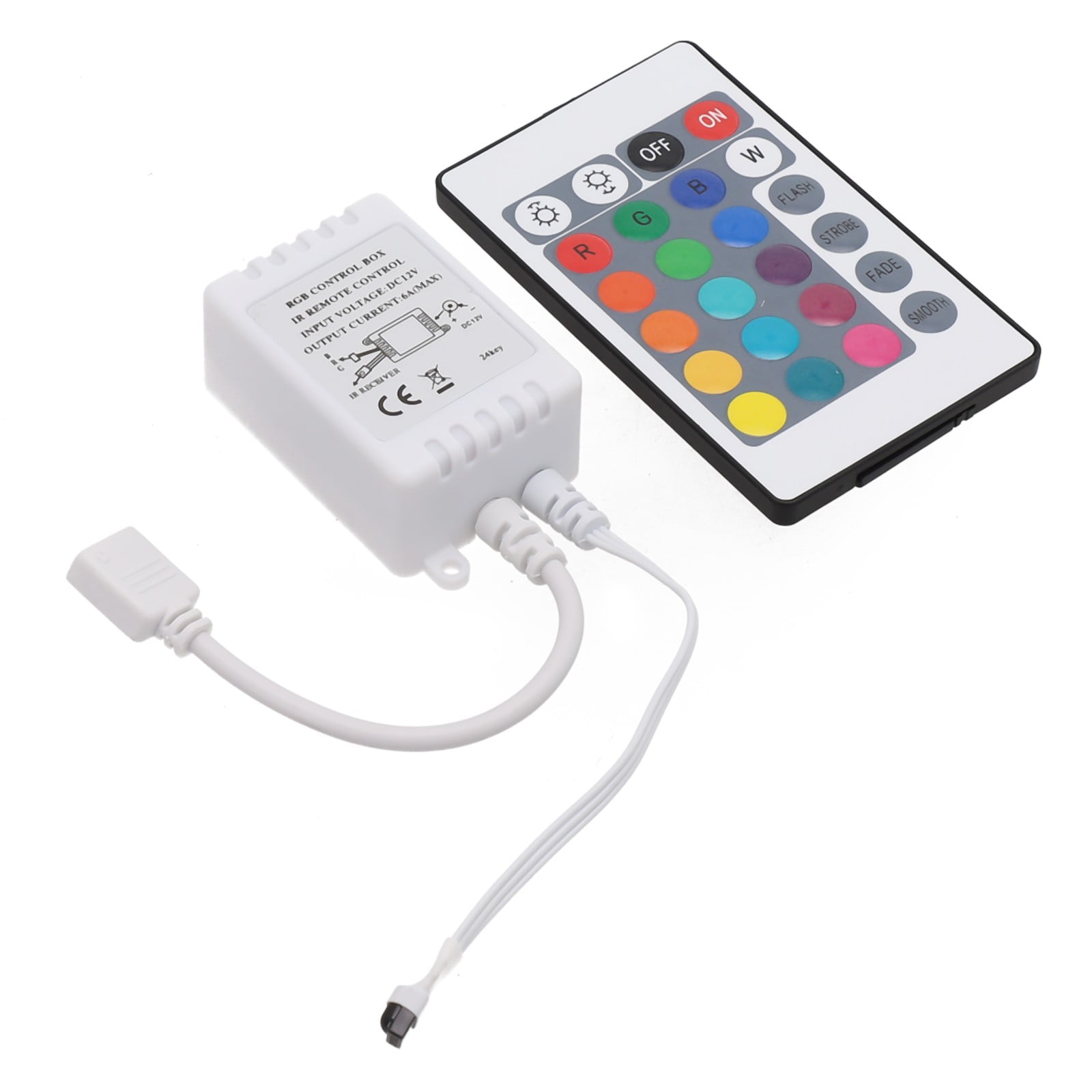 Strip Light RGB Control Box + 24 keys for IR Remote Controller For 12V ...
