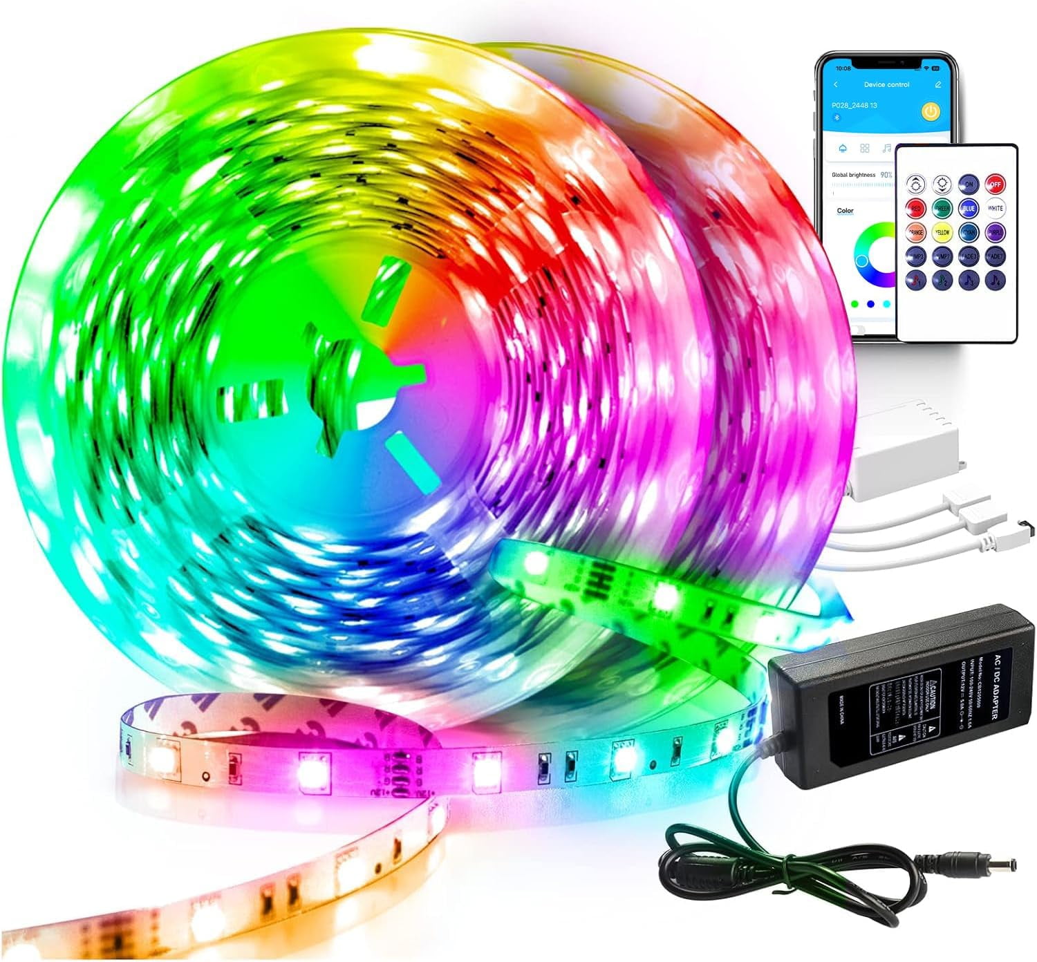 Strip Lights 130ft 24V, App Controlled Light Strip Music Sync, Color ...