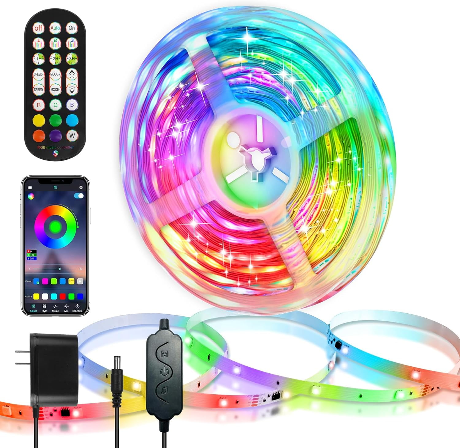 Strip Lights with IC, 32.8Ft IC Lights for , App Control Color Changing ...