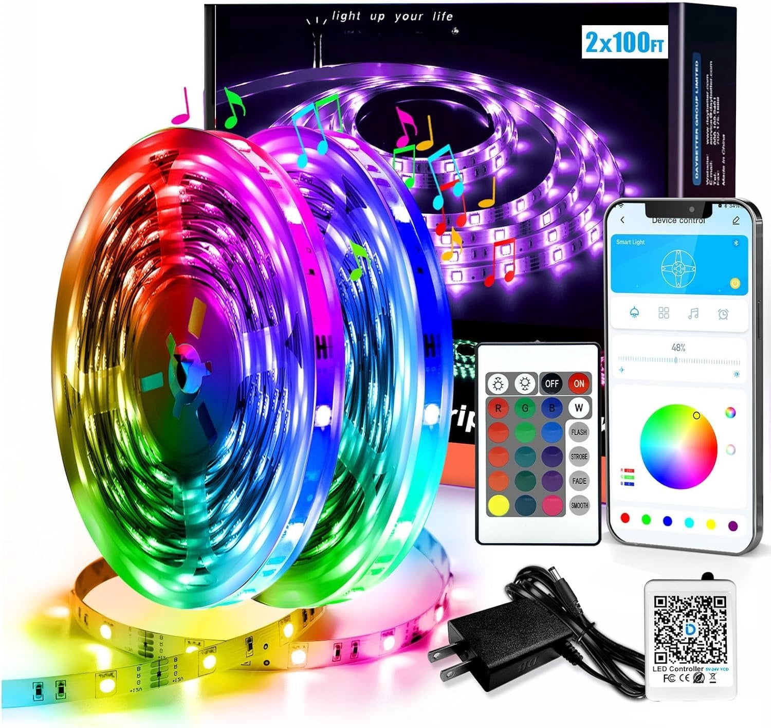 Strip Lights with App Control Remote, 2835 for , Music Sync Color ...