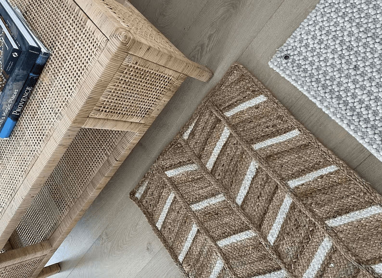 Strip Pattern Area Rugs Natural Jute Carpets Traditional Modern Braided ...