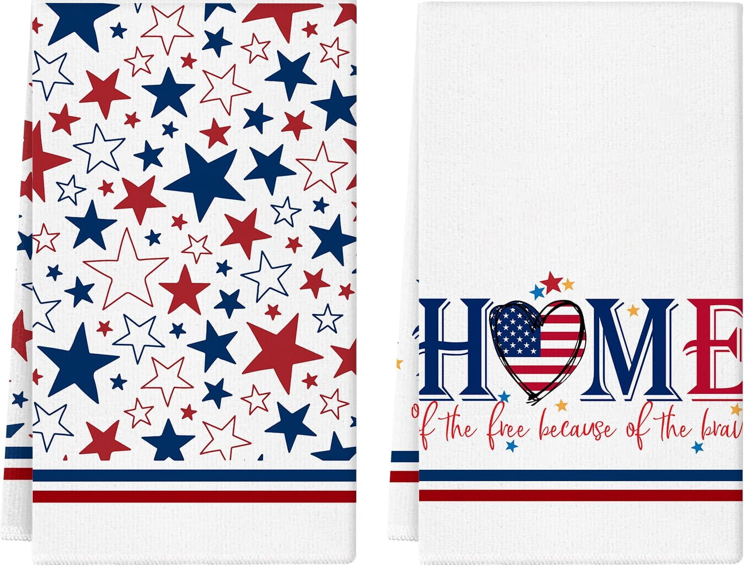 Strip-Shaped America Stars Patriotic 4th of July Kitchen Towels 2 Pcs ...