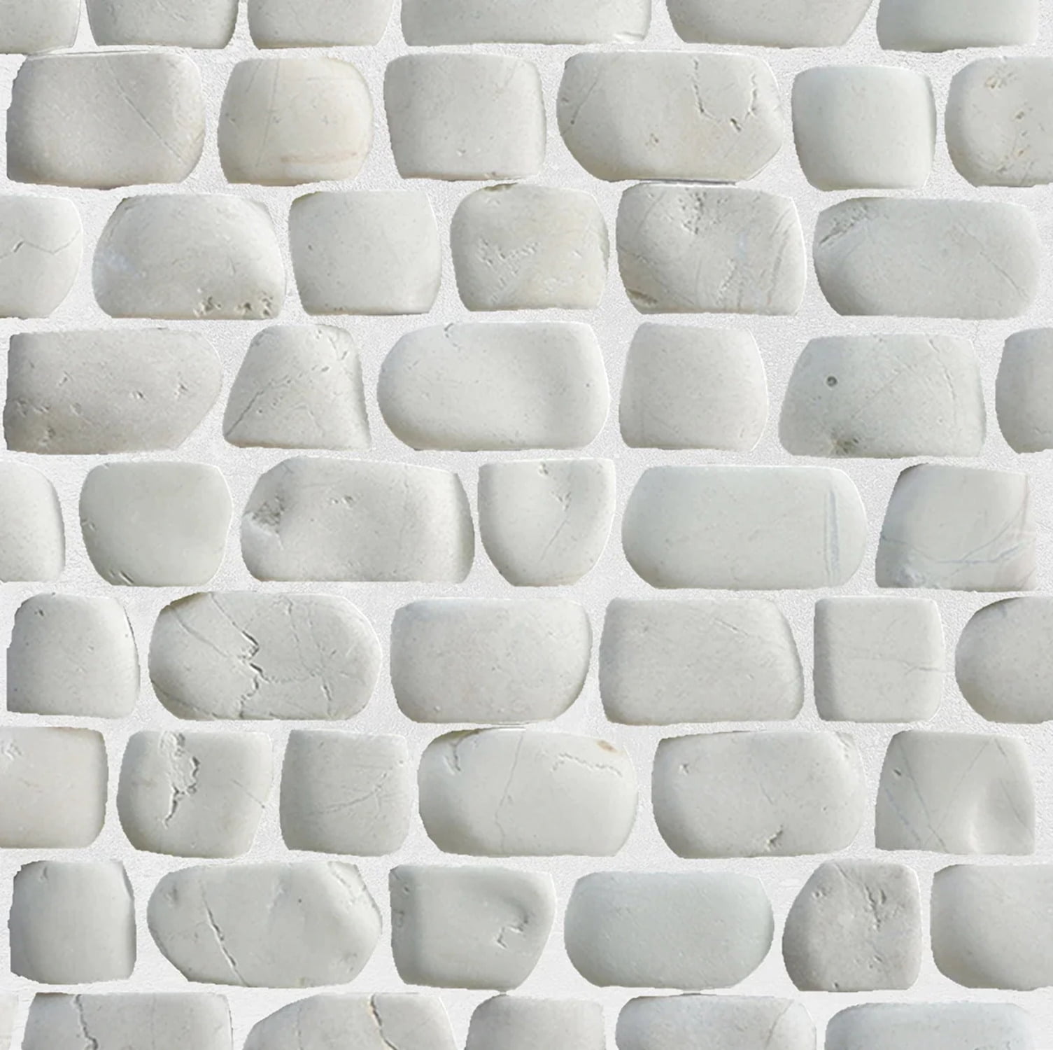 Strip White Pebble Mosaic, Backsplash Tiles for Kitchen Walls, Shower ...