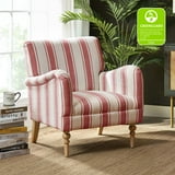 Stripe Armchair Upholstered Wooden Legs Accent Chair for Home Living ...
