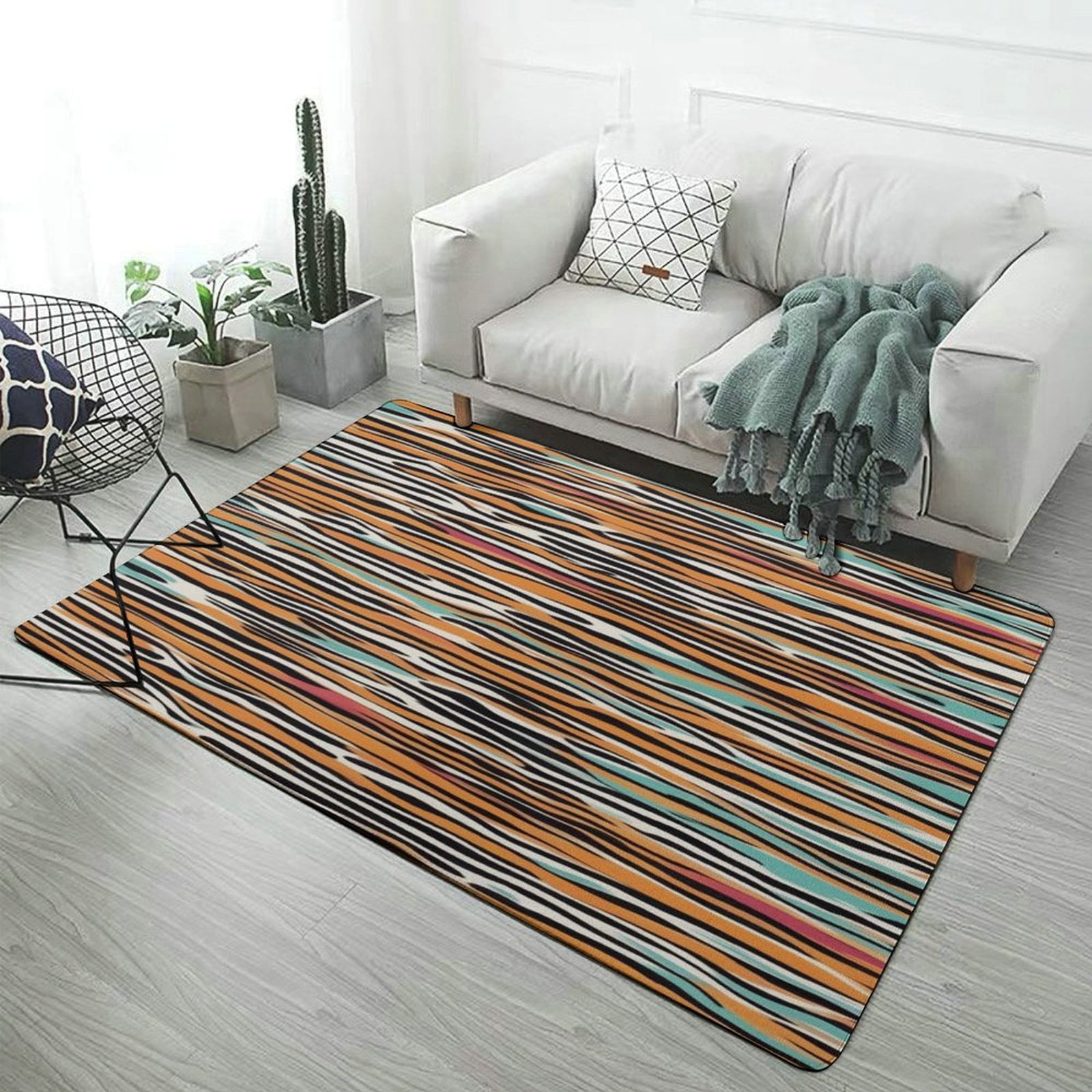 Stripe Carpet for Living Room Luxury Home Rations Coffee Table Large ...