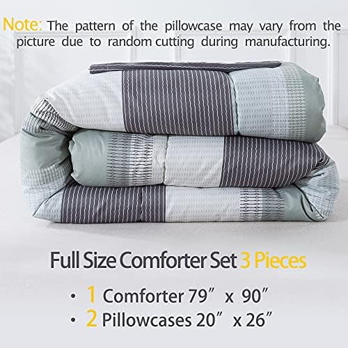Stripe Comforter Set Full Size (79x90 Inch), 3 Pieces Mint Green ...