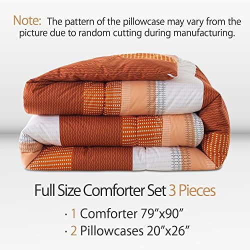 Stripe Comforter Set Full Size (79x90 Inch), 3 Pieces Terracotta ...