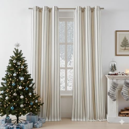 Stripe Curtains 84 Inches Long for Bedroom Living Room,Woven Vertical ...