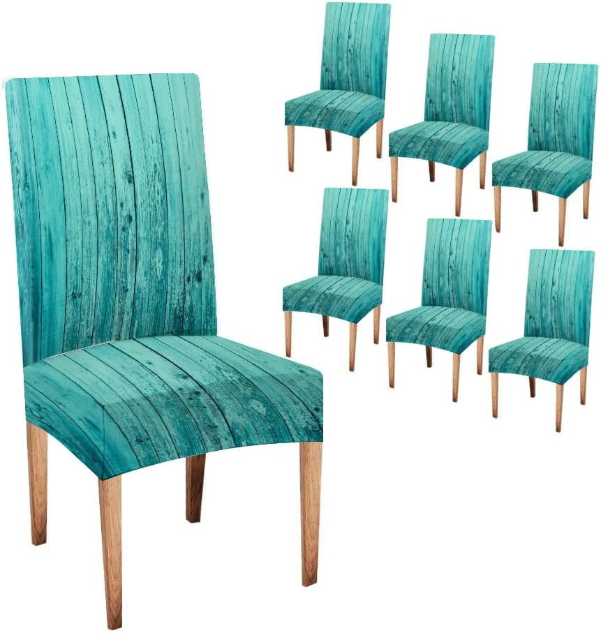 Stripe Dining Chair Covers Set of 6 Blue Wooden Old Boards Vertical ...